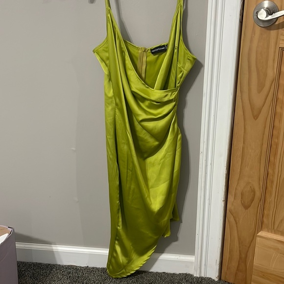 PrettyLittleThing | Dresses | Pretty Little Thing Green Satin Dress ...